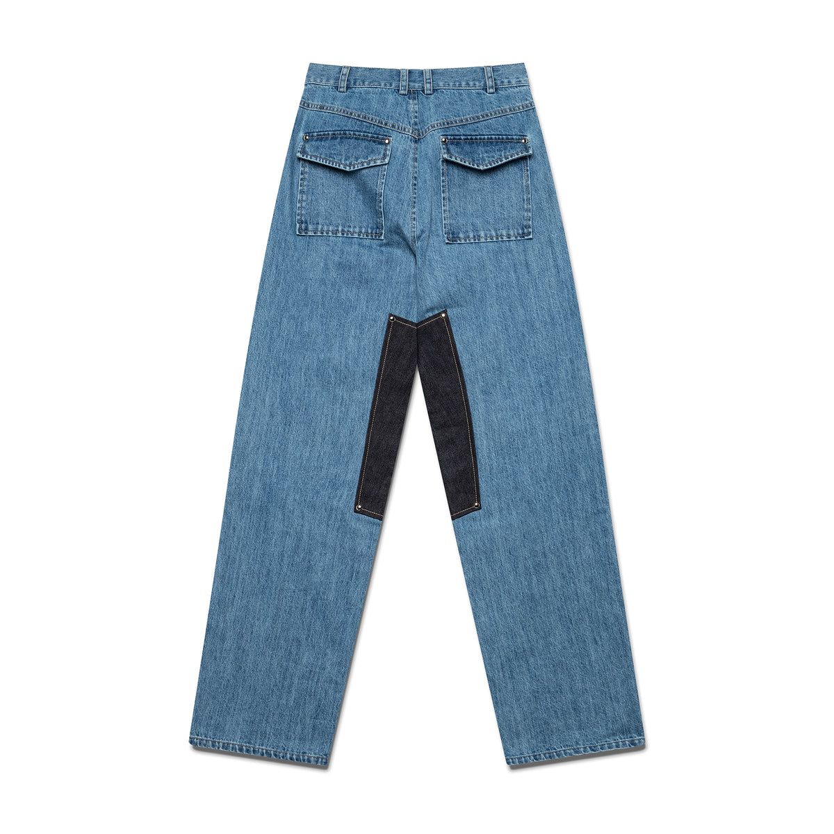 Washed Panel Jeans - Blue - PRIVATE POLICY